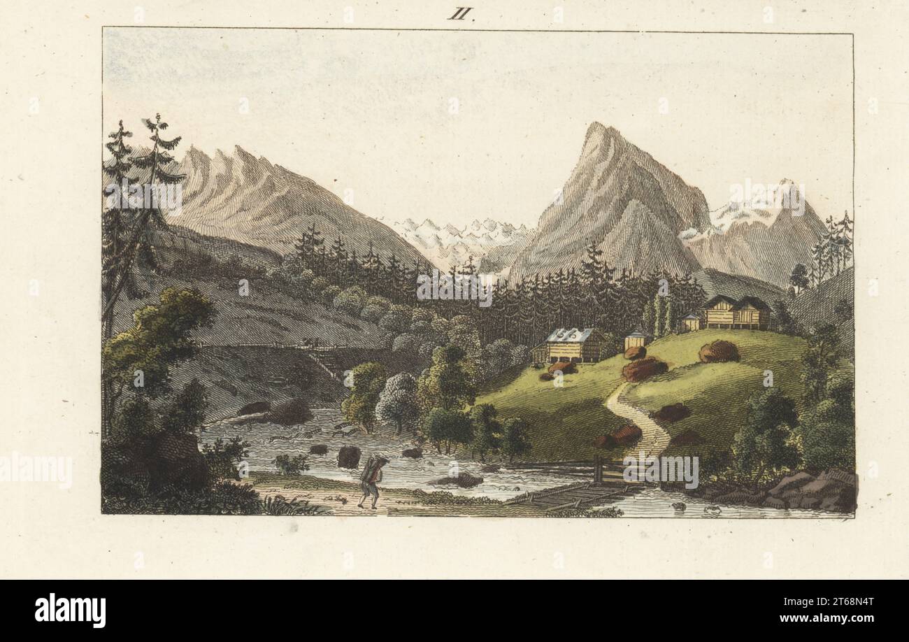 View of the Rosenlaui Glacier in the Bernese Alps, Switzerland. Le Glacier de Rosenlawin ou L ...