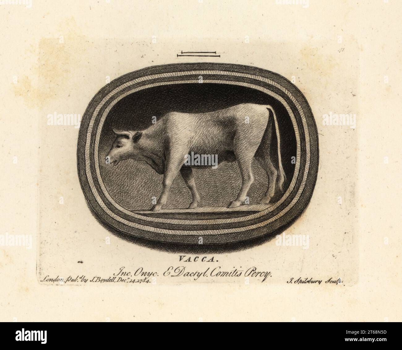 Figure of a cow. Vacca. Engraved on onyx and dactylotheca from the ...