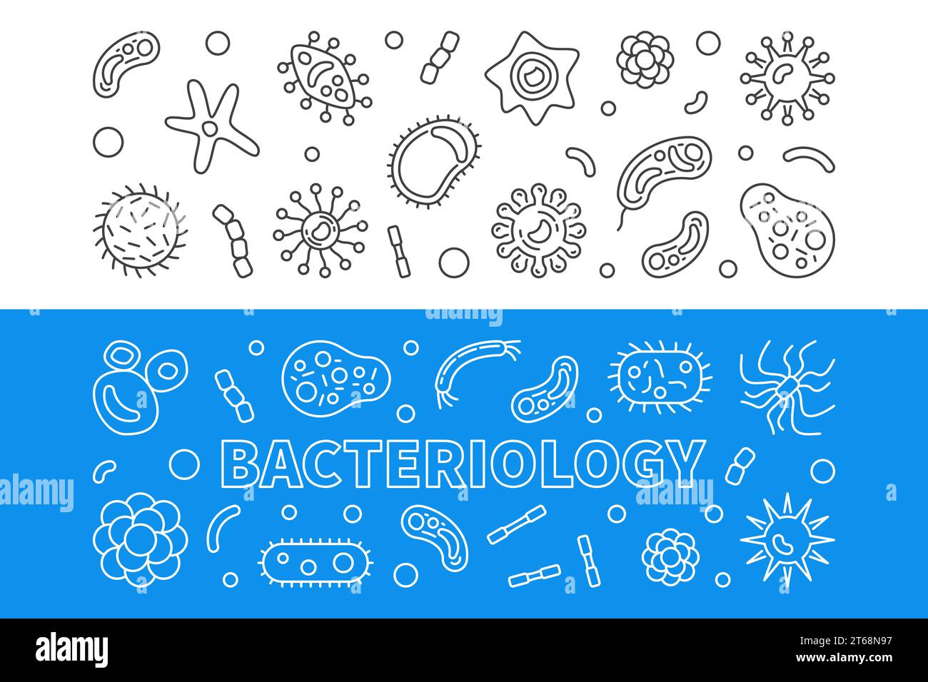 Bacteriology horizontal outline banners set. Vector concept ...