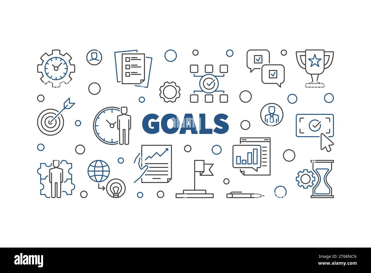 Goals horizontal outline banner - vector business concept illustration ...