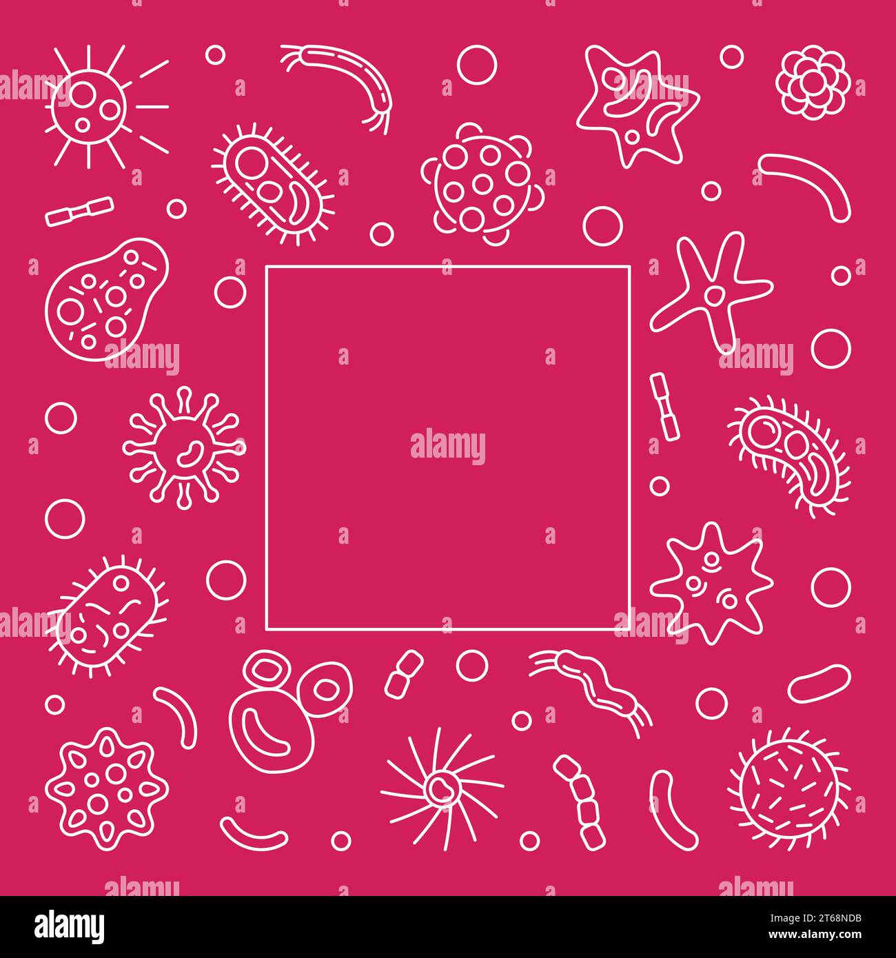 Microbiology outline frame with empty space for text. Vector concept ...