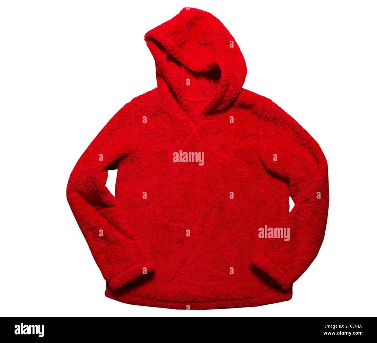 Hooded sweater isolated on white background, red plush hoodie mock up ...