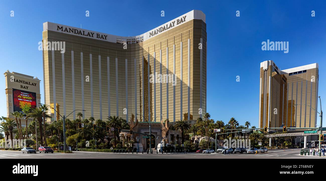 Las Vegas, USA; January 18, 2023: Panoramic view of the Mandalay Bay ...
