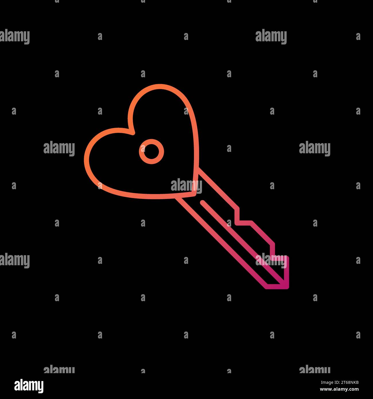 Heart Key vector outline colorful icon. Valentines Day or Love concept ...