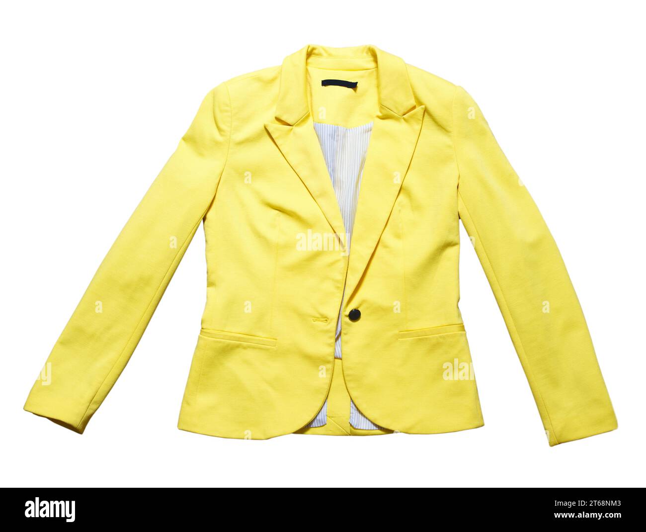 Yellow fitted jacket isolated on white background Stock Photo - Alamy