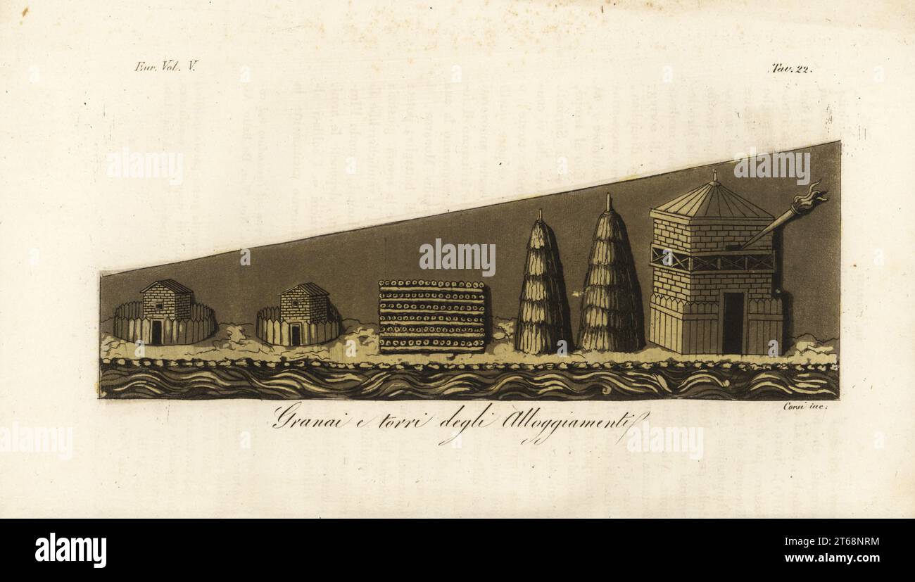 Ancient Roman housing, barns and towers from Trajans Column. Granai e ...