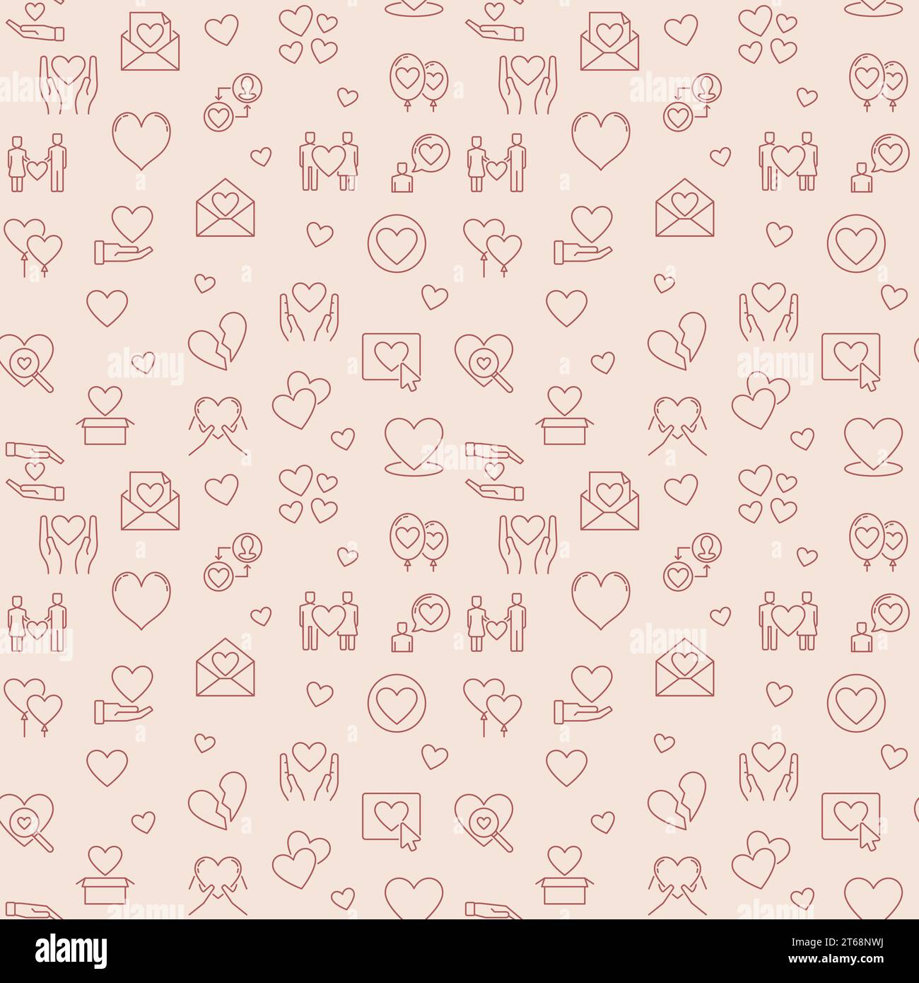 Vector Love concept pink seamless pattern or background in thin line style Stock Vector Image ...
