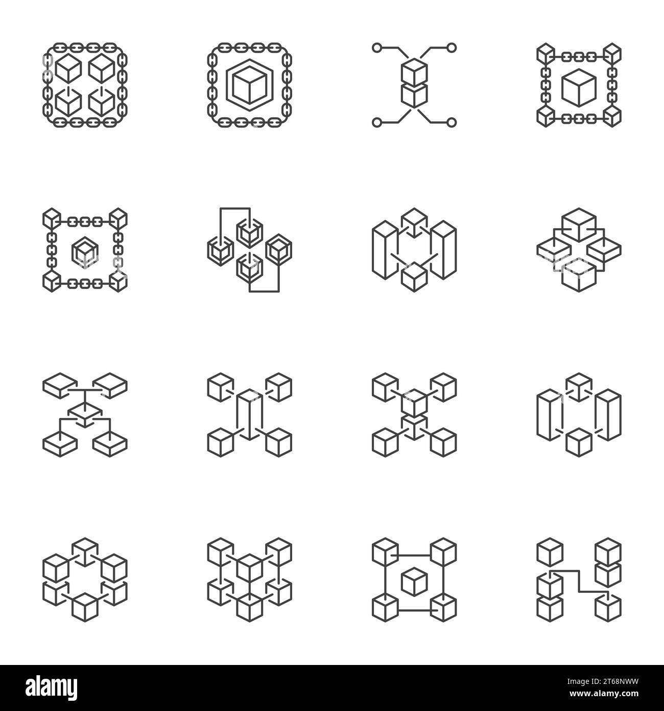 Cryptocurrency and blockchain system isolated icons hi-res stock ...