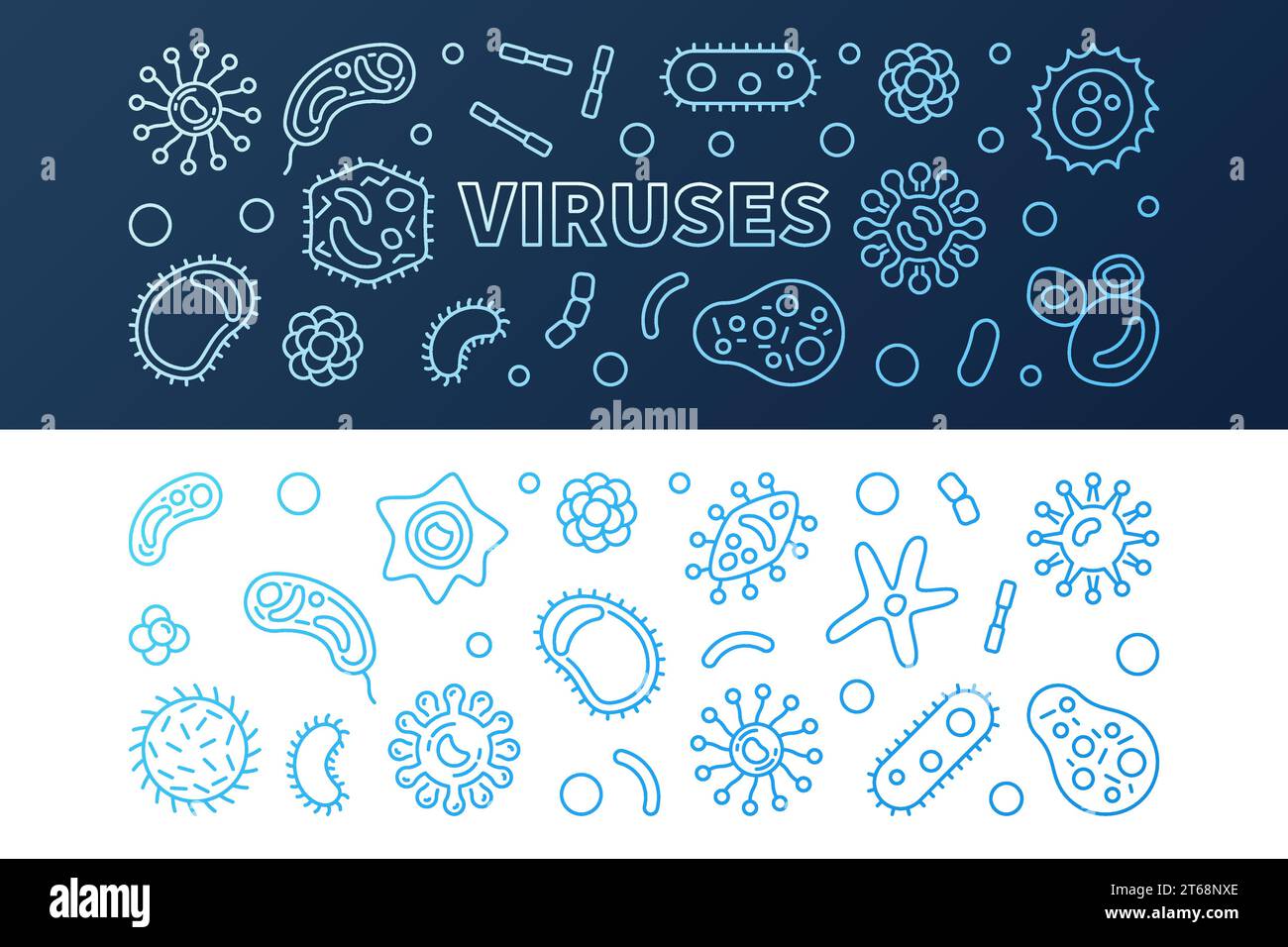 Viruses creative blue horizontal banners - vector concept illustration ...