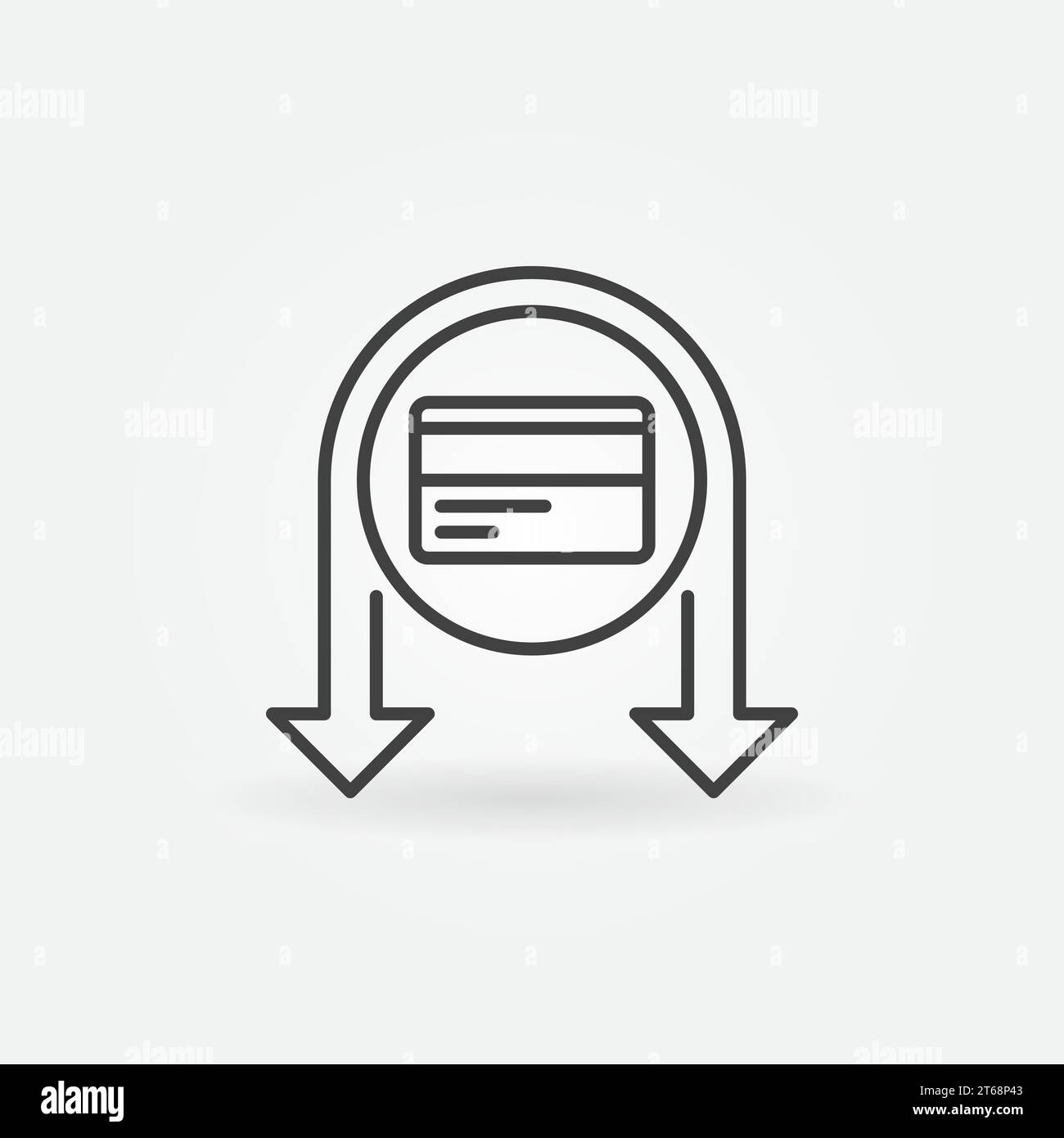Credit Card with Arrows vector concept Cashback icon or sign in thin ...