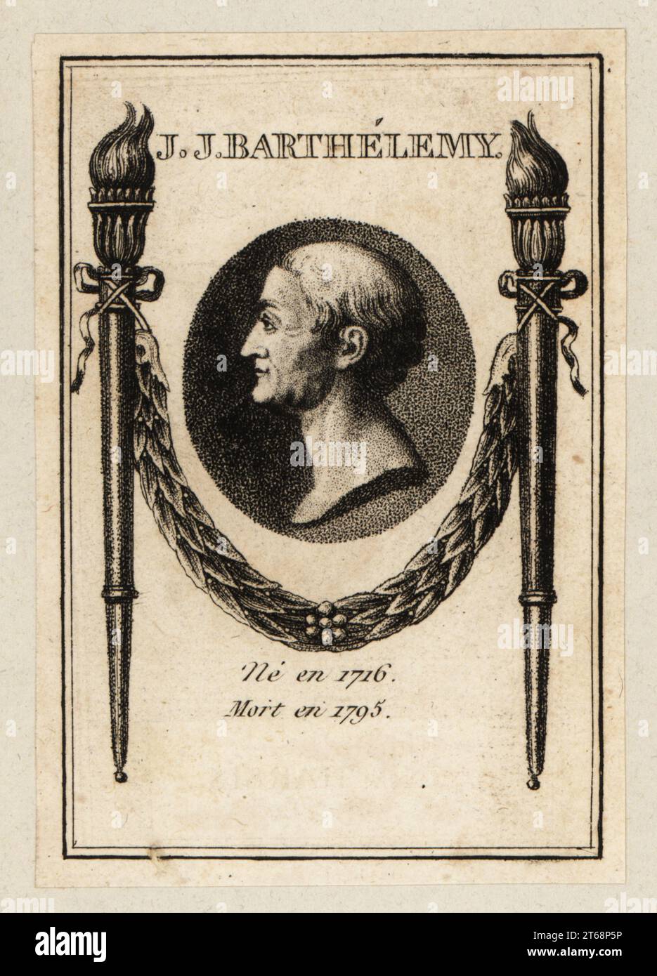Portrait of Jean-Jacques Barthélemy, French scholar, linguist, 1716 ...