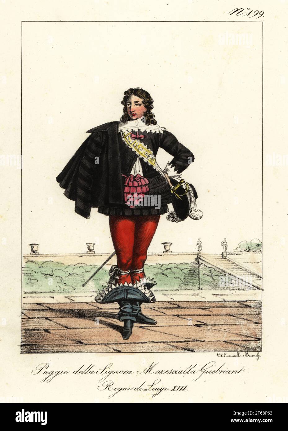 Page to Renee Crespin, Marechale de Guebriant, 1614-1659. In black cape ...