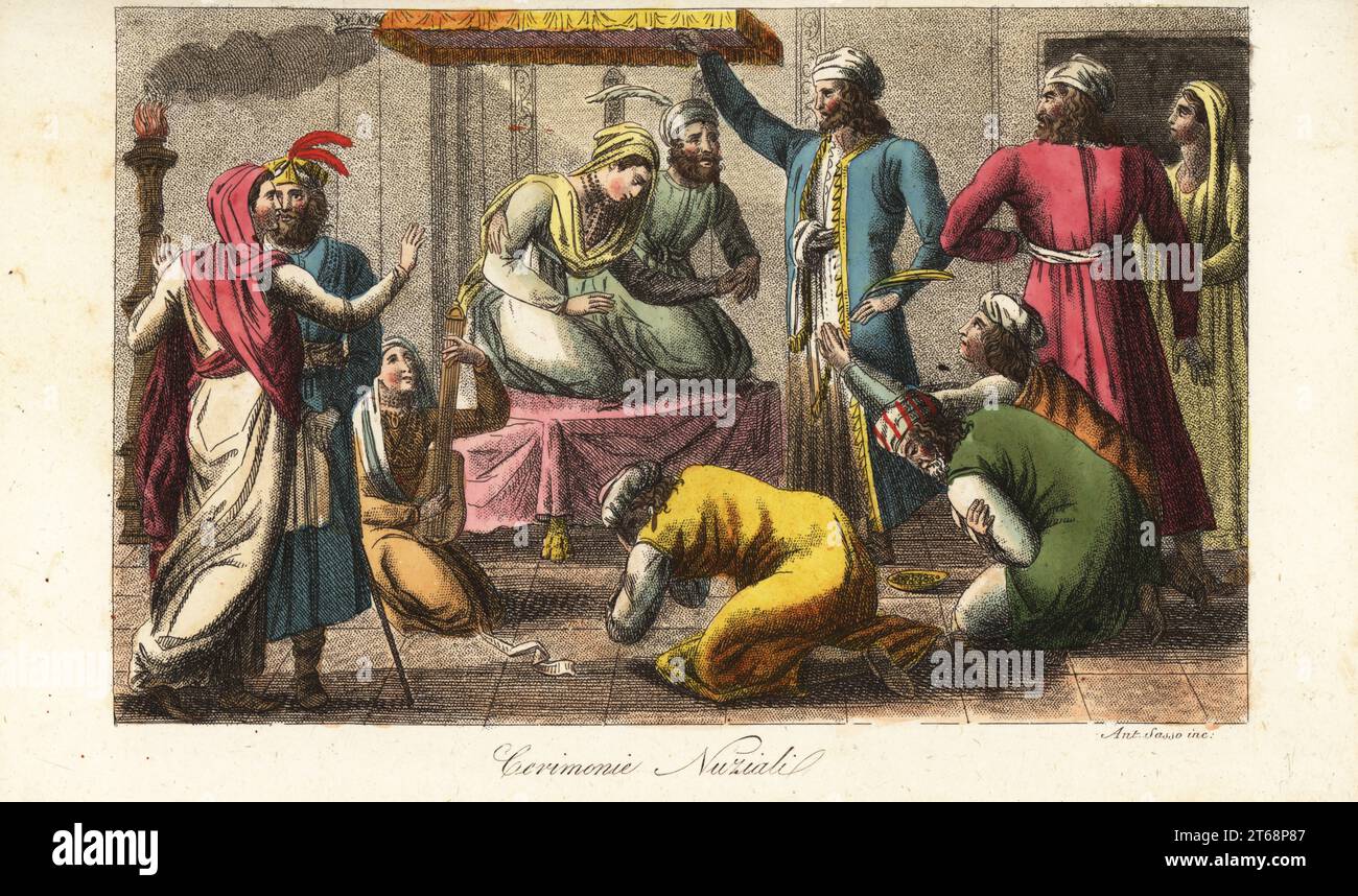 Wedding ceremony among the ancient Persian Zoroastrians. The bride and ...