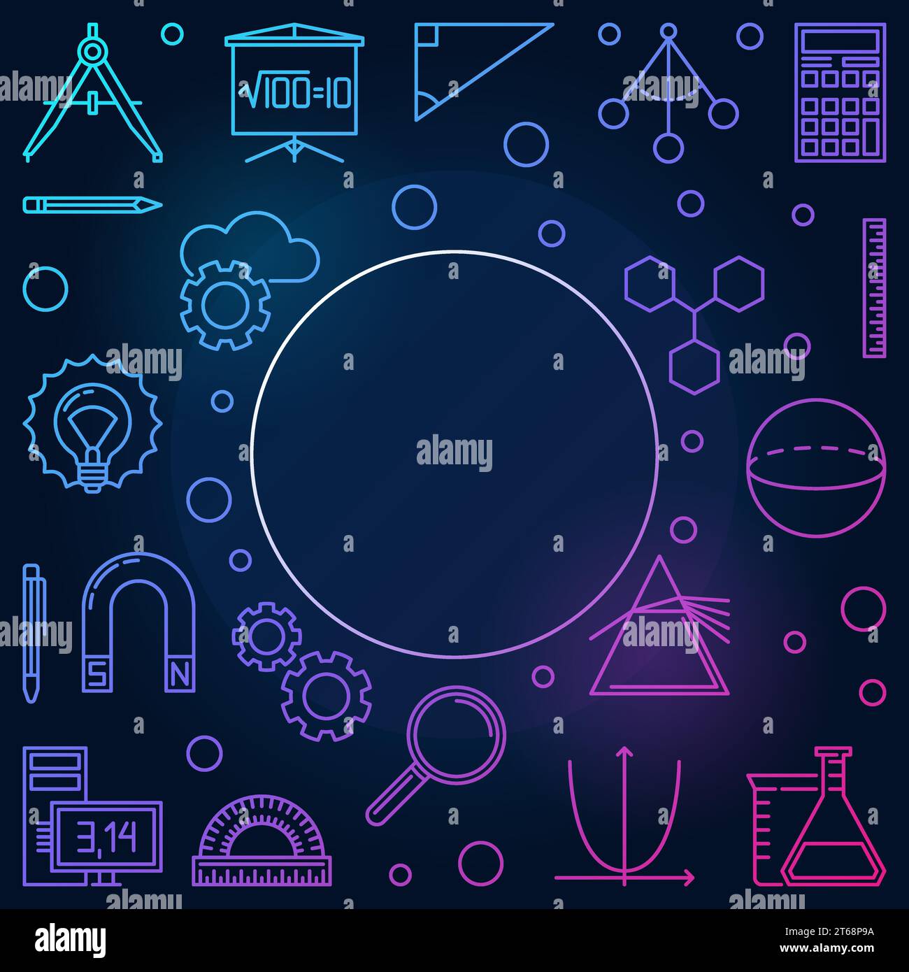 STEM creative colorful square frame. Vector concept illustration in ...