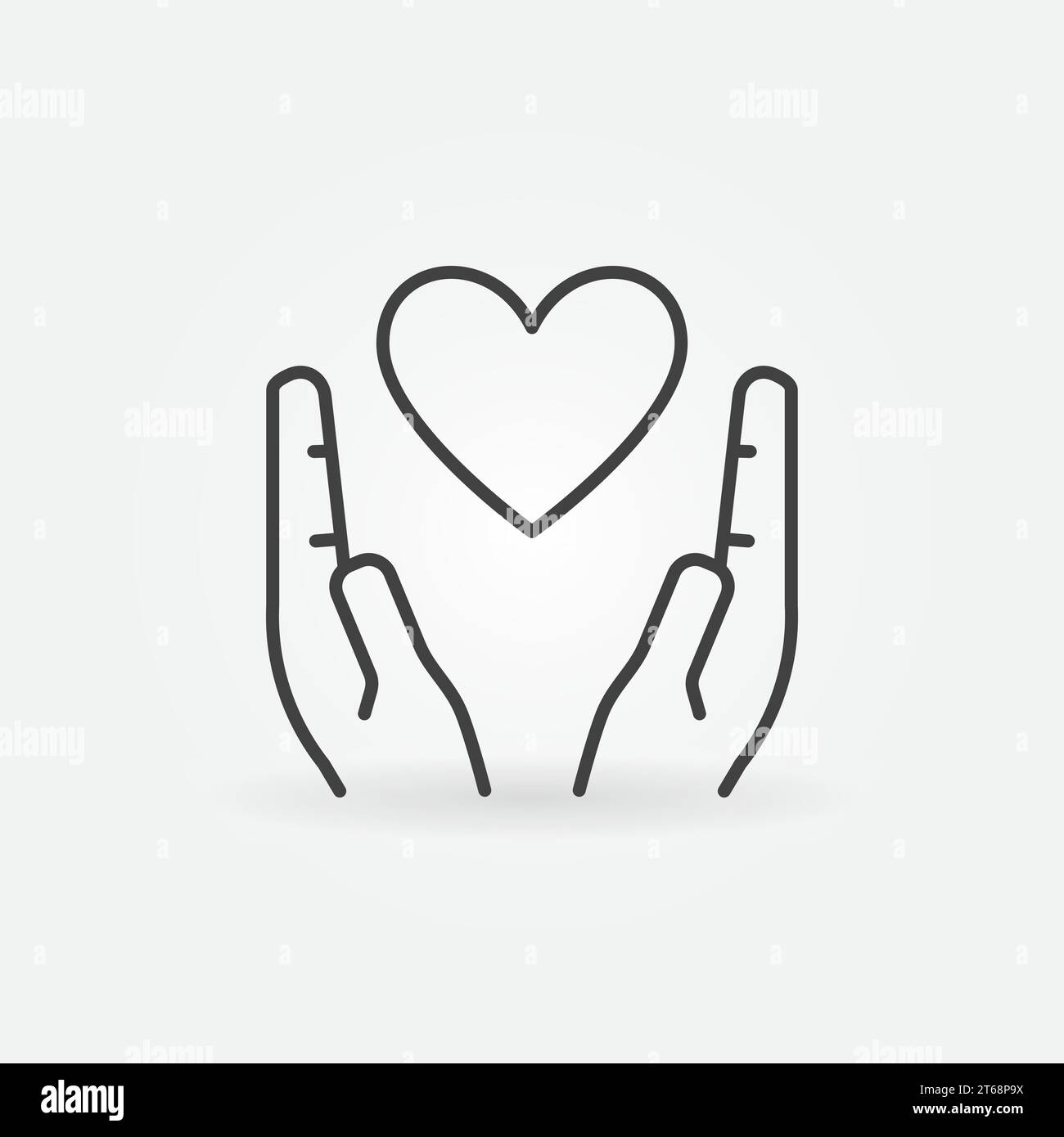 Heart in Hands outline icon. Vector Love concept symbol or logo in thin ...
