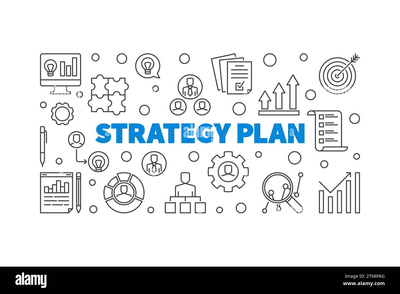 Vector Strategy Plan horizontal concept illustration or banner in thin ...