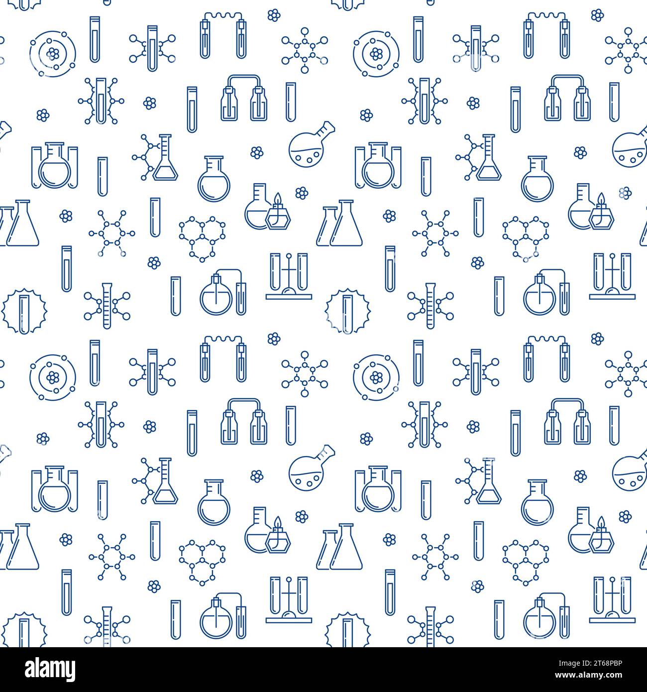 Science and Chemistry vector outline seamless pattern or background ...