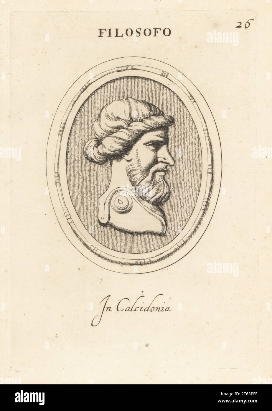 Bust of an unknown Classical bearded philosopher. In chalcedony ...