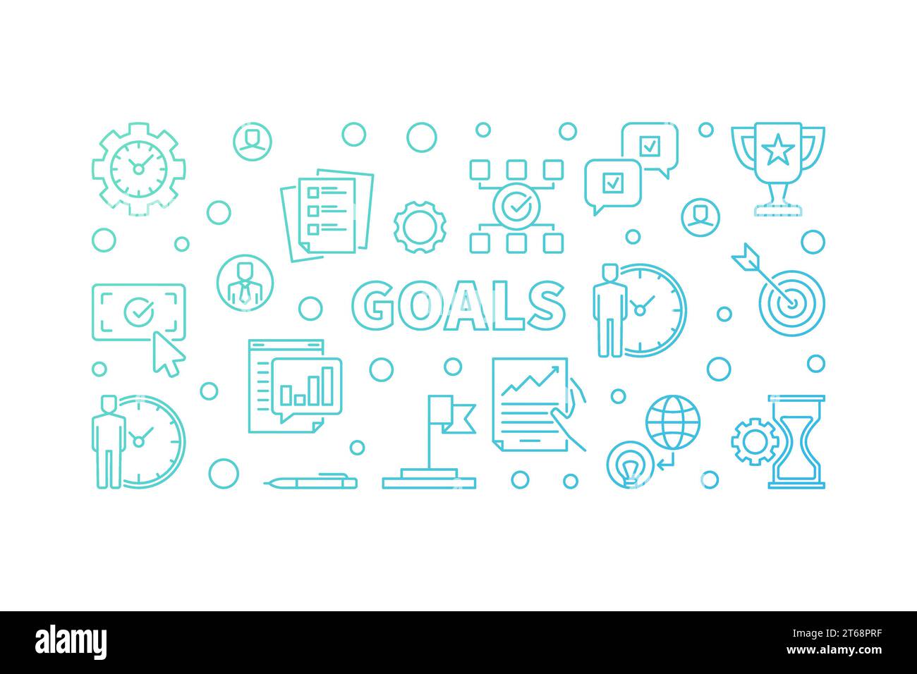 Goals colored outline illustration - vector business concept banner on ...