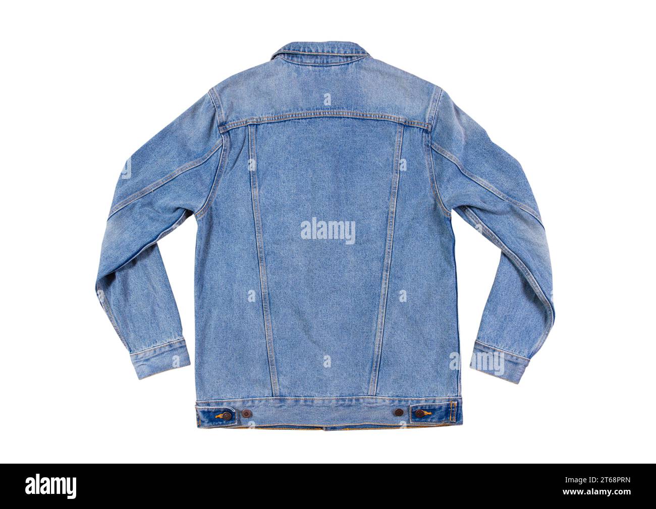Back view - blue jeans jacket isolated on white background, denim ...