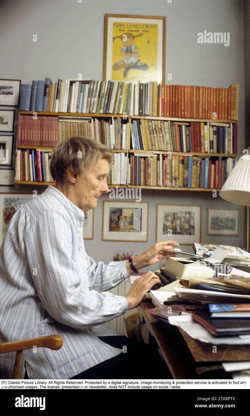 Astrid Lindgren. Swedish author of childrens books, songs and novels ...