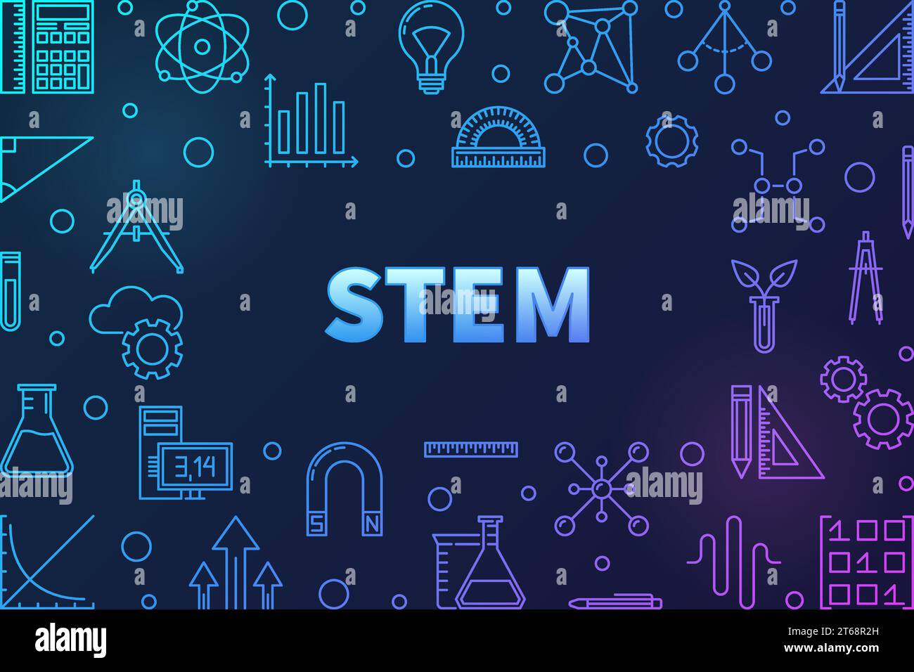 Science, technology, engineering and math colored horizontal frame ...