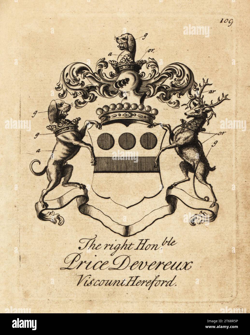 Coat of arms of the Right Honourable Price Devereux, 9th Viscount ...