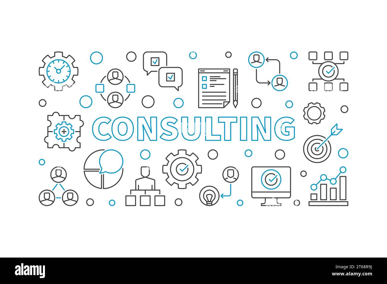 Consulting vector horizontal concept minimal business outline ...