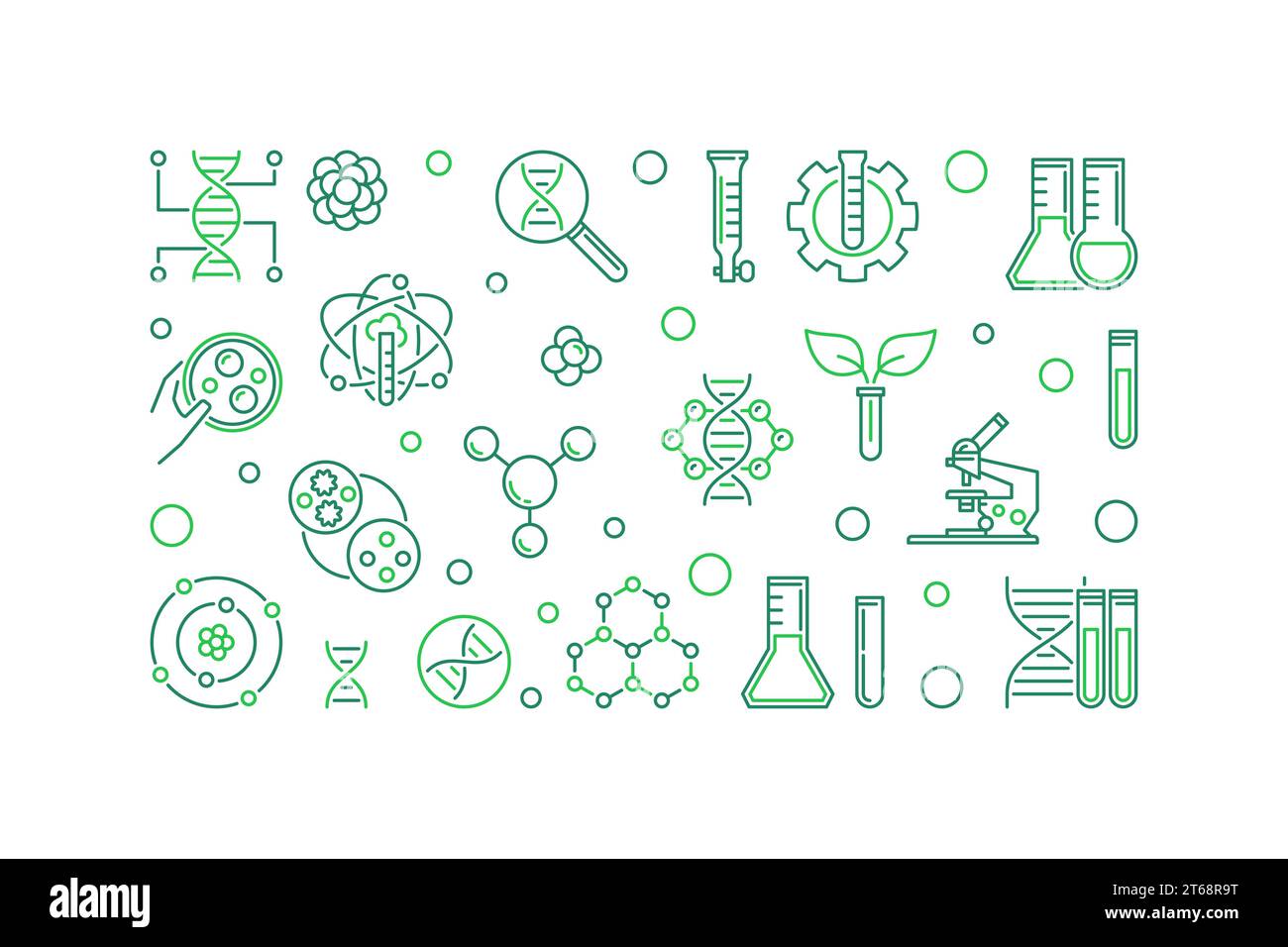 Bio-Engineering vector green creative linear banner. Biotechnology ...