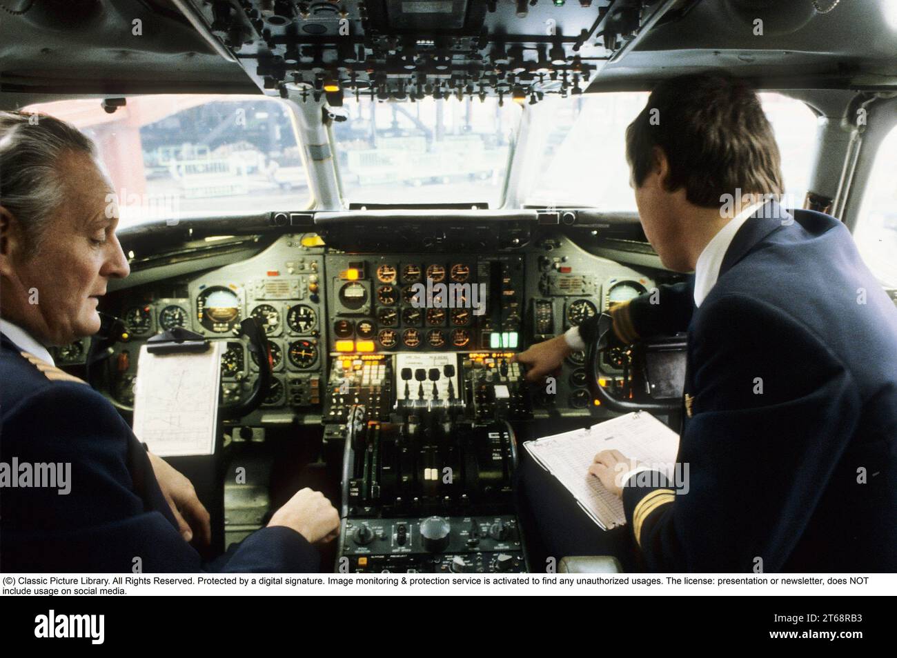 Airline travelling in the 1970s. A swedish passenger airplane 1979 of ...