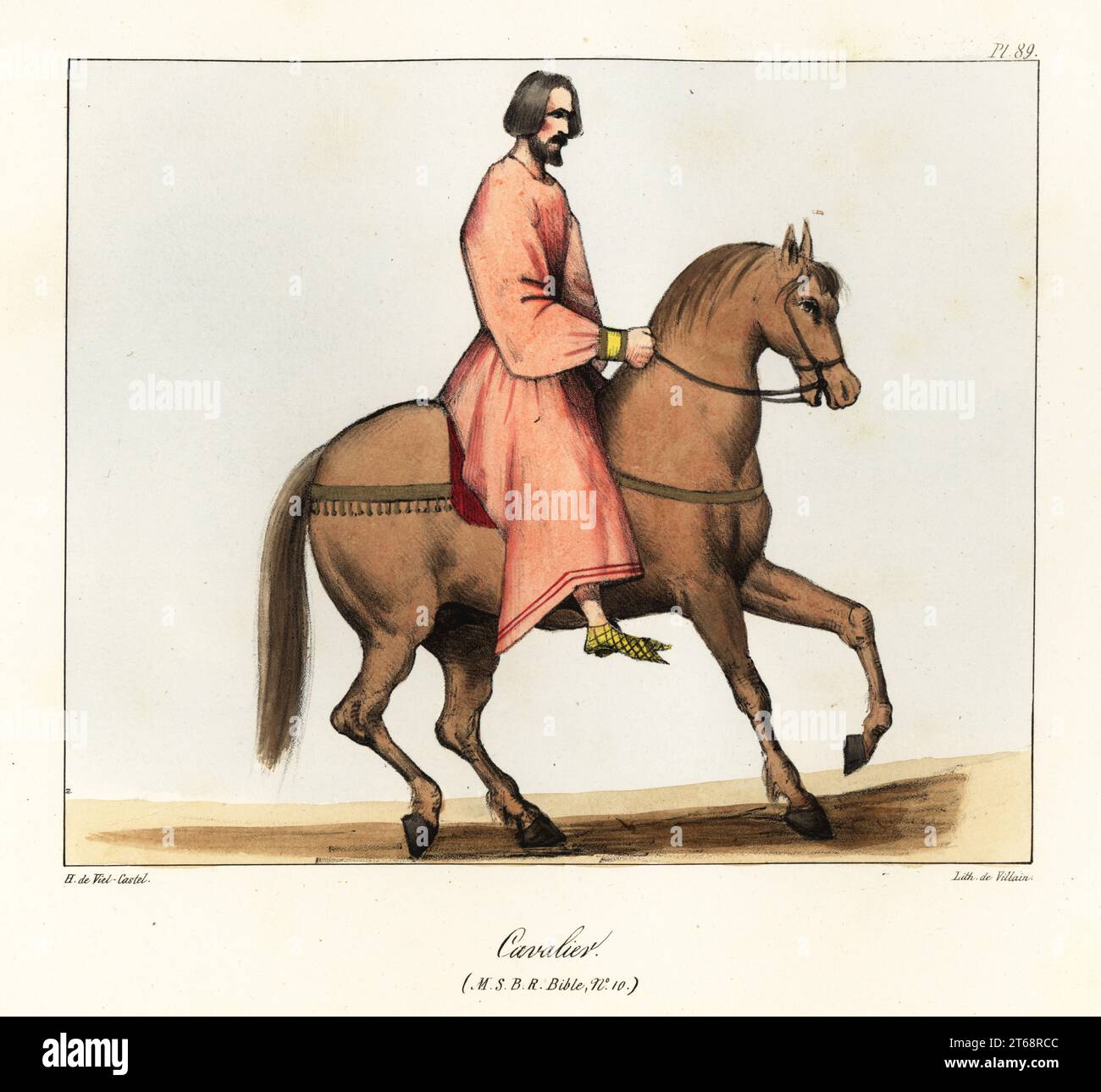 Medieval soldier in long tunic on horseback. Cavalry from Bible 10 ...