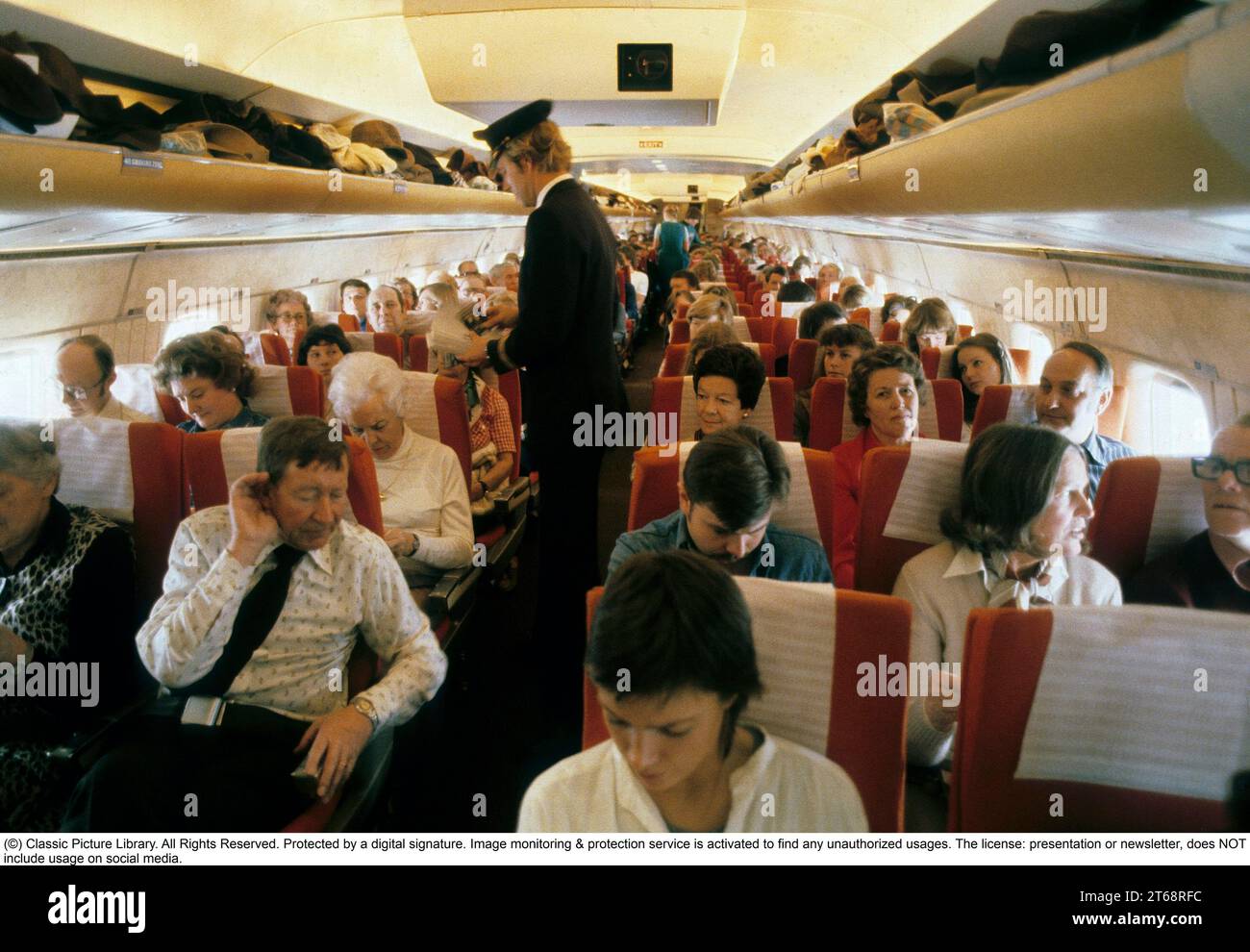 Airline travelling in the 1970s. A swedish passenger airplane 1979 of ...