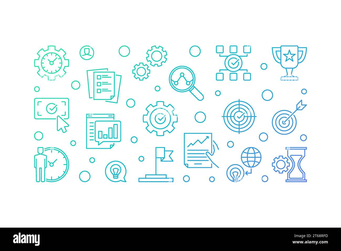 Business goals vector horizontal outline illustration on white ...