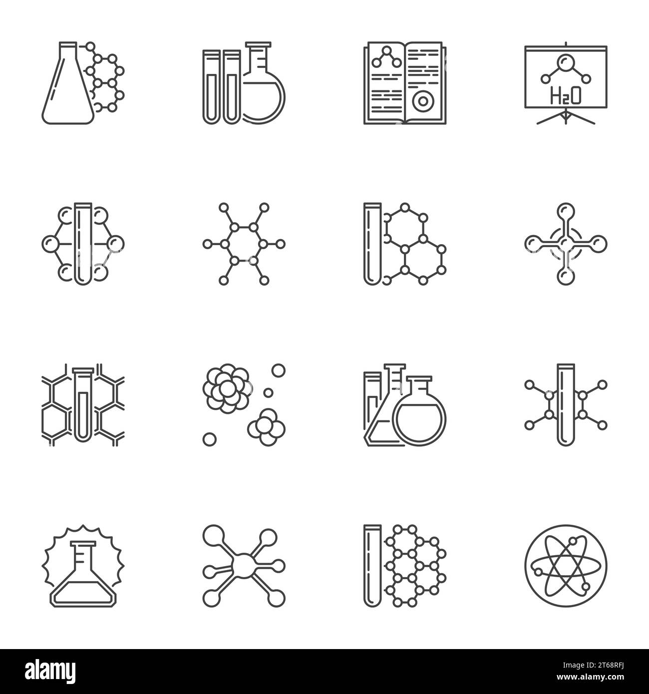 Chemistry vector concept minimal icons or signs in outline style Stock ...