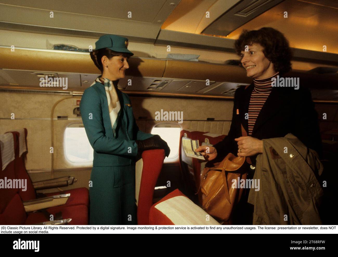 Airline travelling in the 1970s. A swedish passenger airplane 1979 of ...