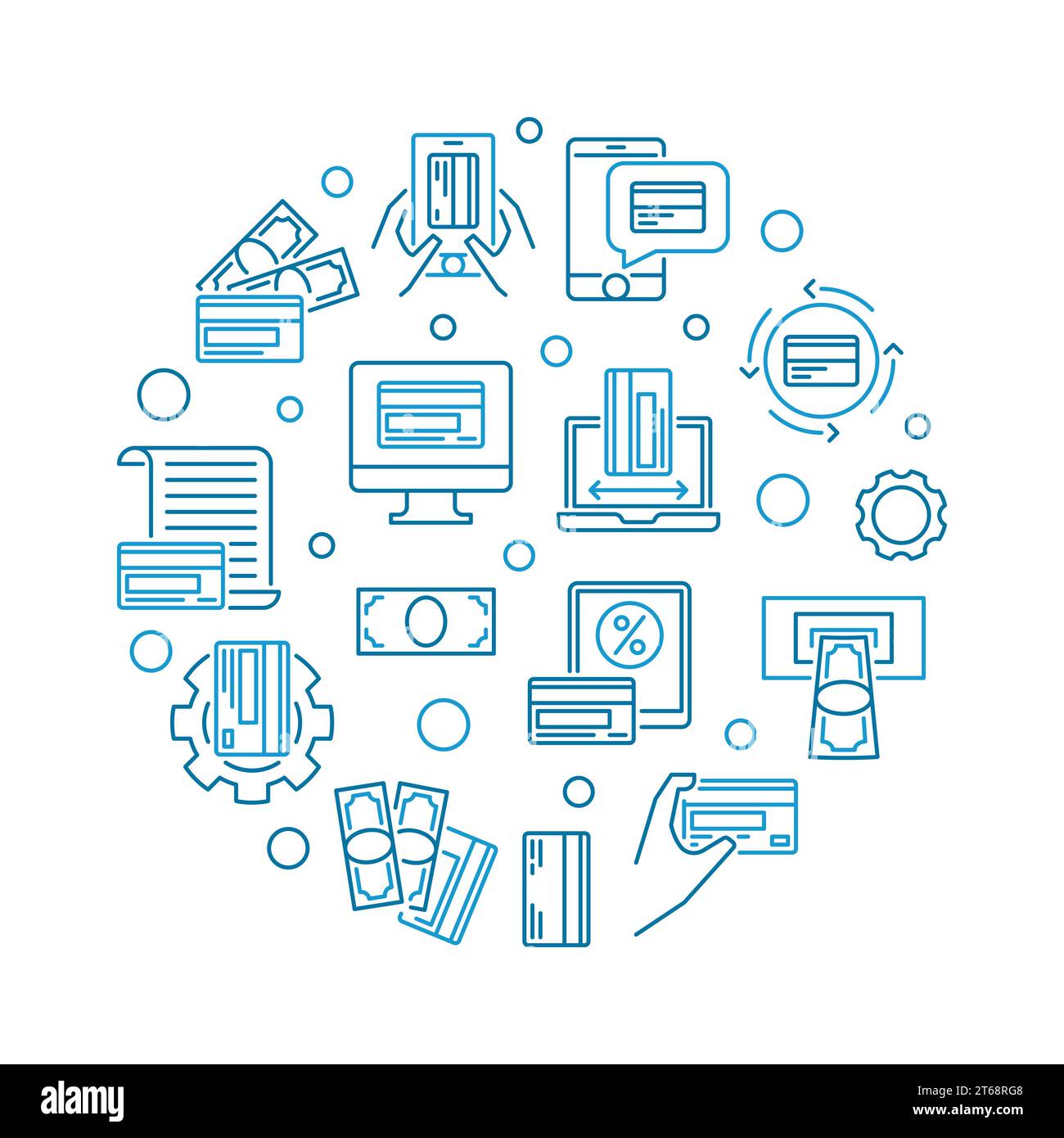 Money Payments vector creative round illustration in outline style ...