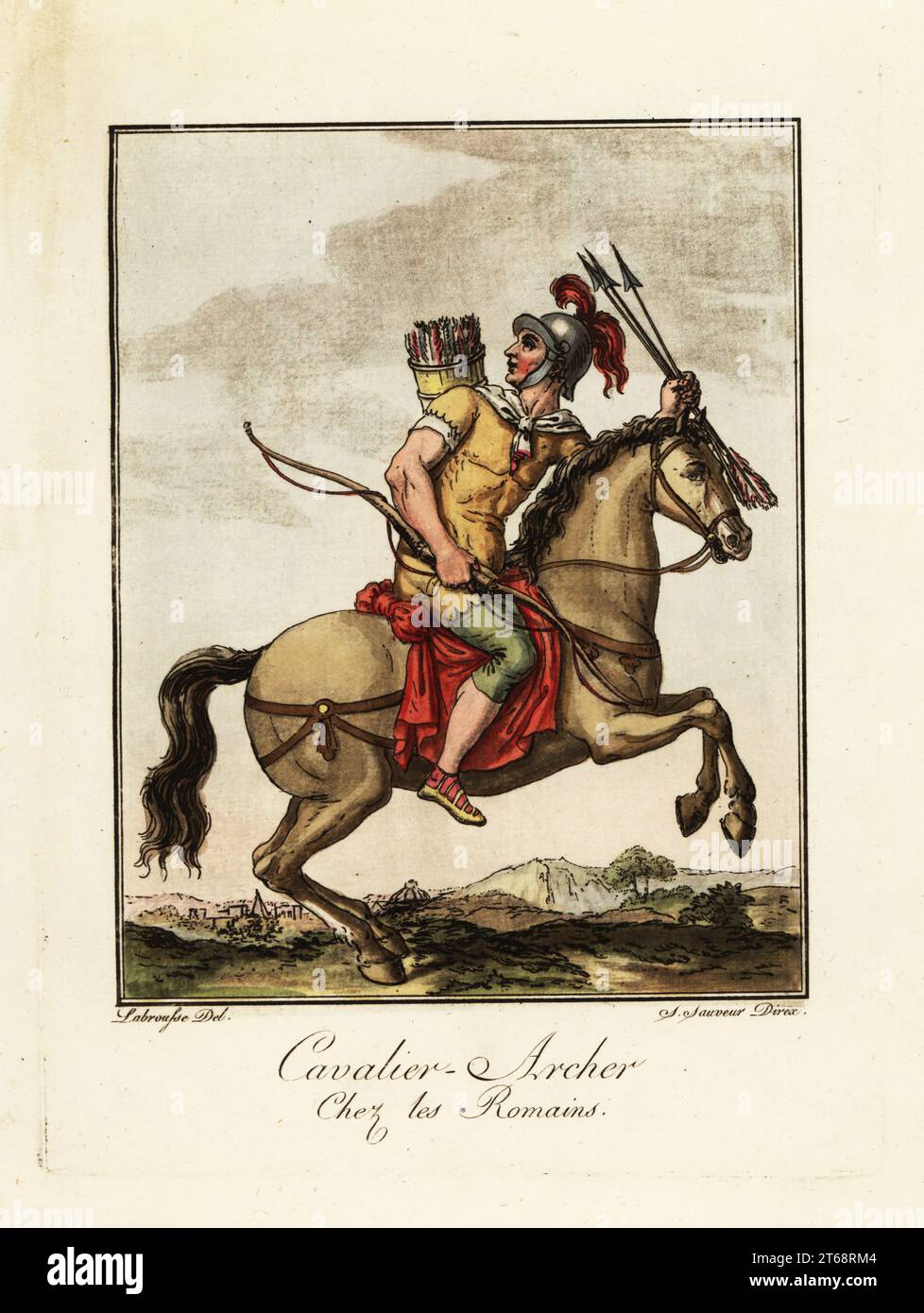 Costume of a mounted archer, ancient Rome. In galea or helmet, tunic ...