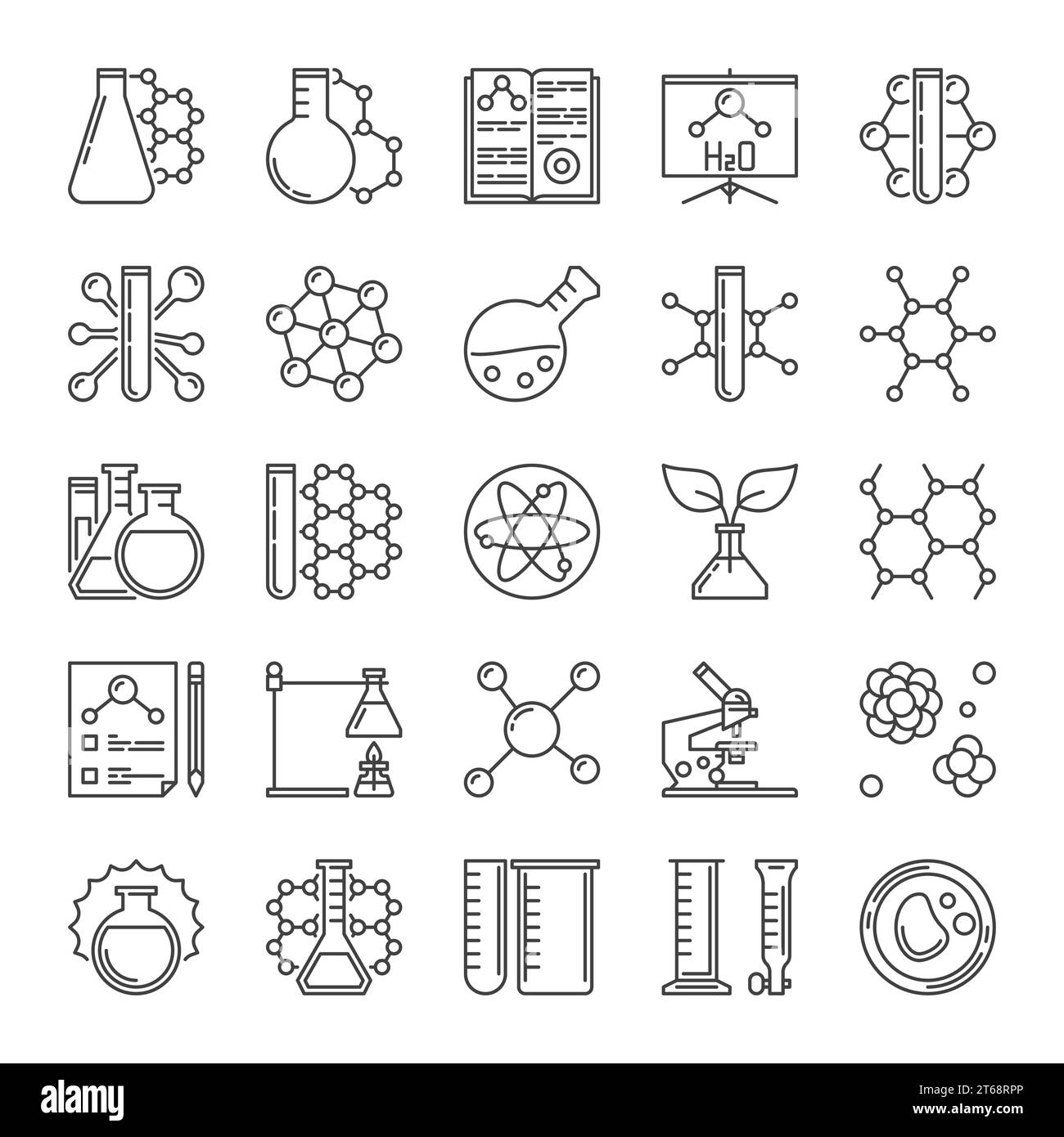 Microscope, Test-Tube, Flask, Molecule and other Chemistry outline ...