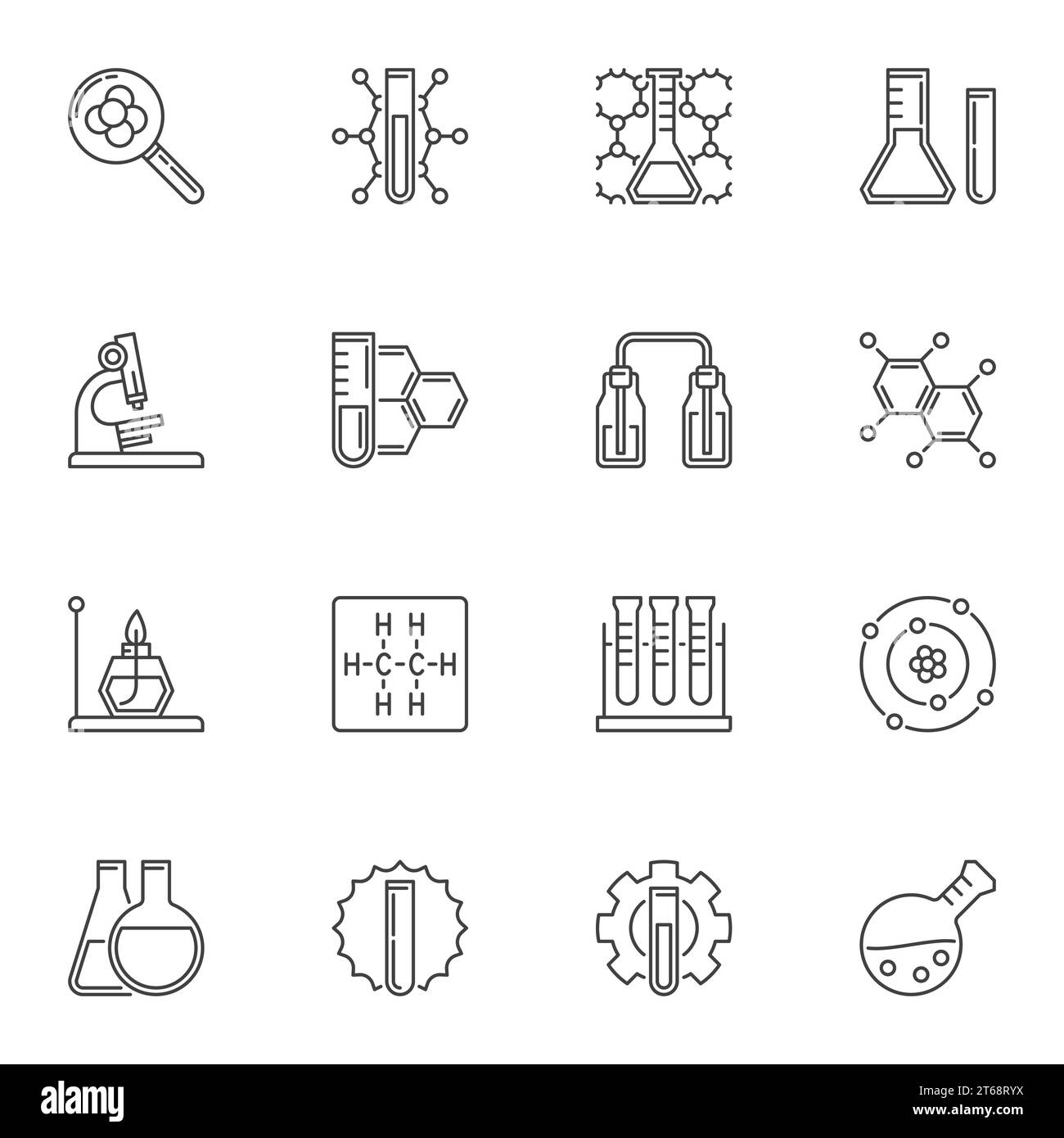 Chemical laboratory equipment minimal icons or signs in thin line style Stock Vector Image & Art ...