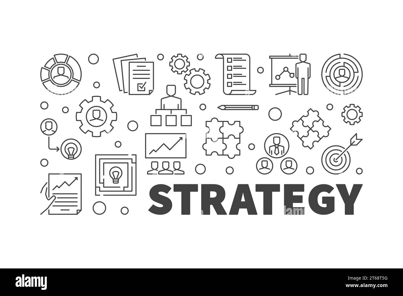 Strategy vector concept horizontal illustration or banner in thin line ...