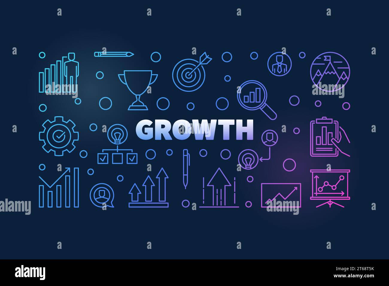 Growth vector colored horizontal thin line illustration or banner on ...