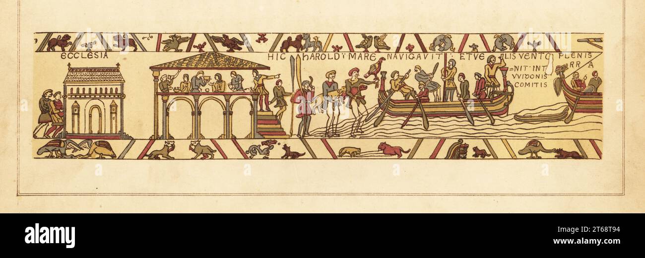 Harold Godwinson at Bosham Church, a Saxon feast, and Harold with hawk ...