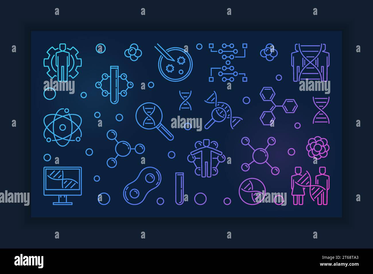 Human Genetic Modification outline colorful banner. Vector Genetics and Science horizontal ...