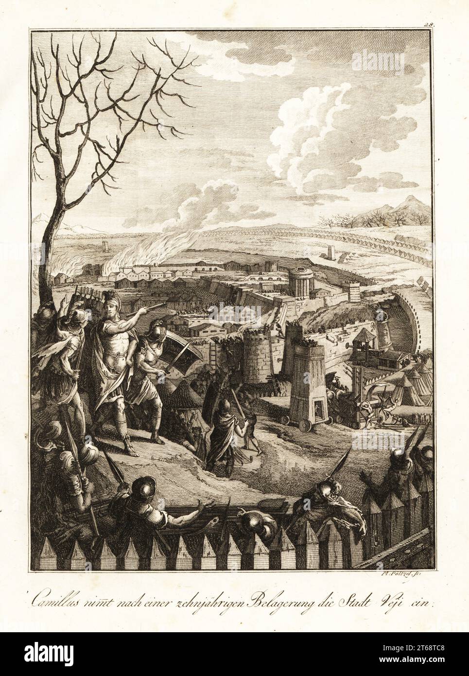 Roman general Marcus Furius Camillus destroying the Etruscan city of ...