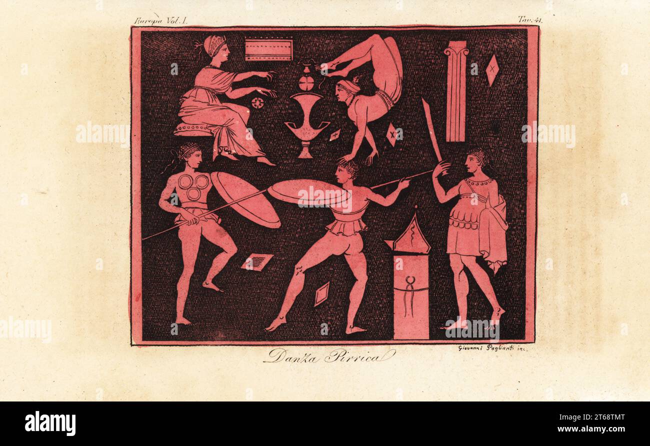 Pyrrhic Dance, ancient Greek war dance. From a Greek vase in the ...