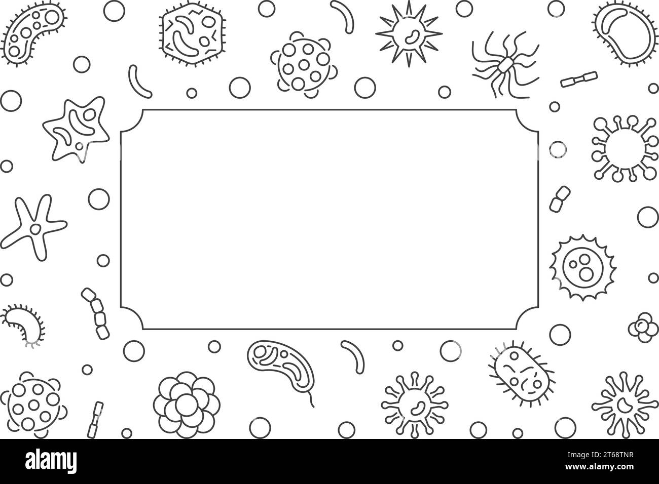 Bacteria microbiology outline horizontal frame. Vector minimal ...