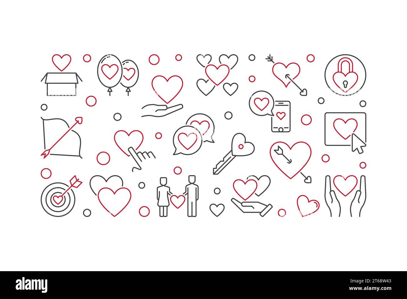 Obsessive Love vector concept illustration or banner in outline style ...