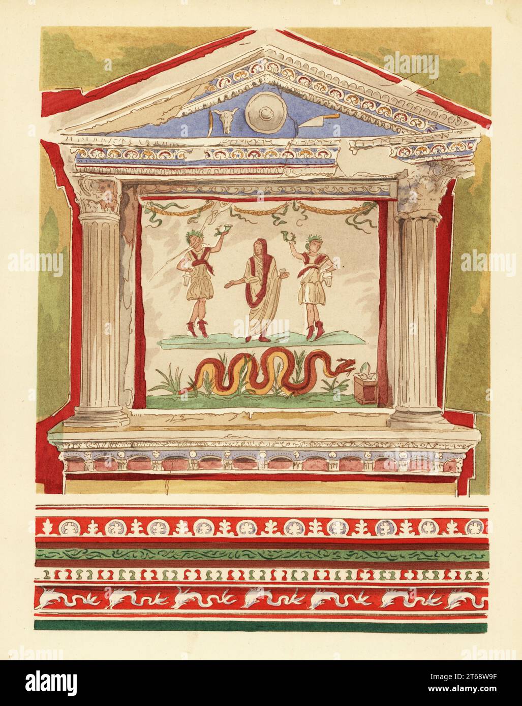 Household lararium in the House of the Vetti, Pompeii. Serpent under ...