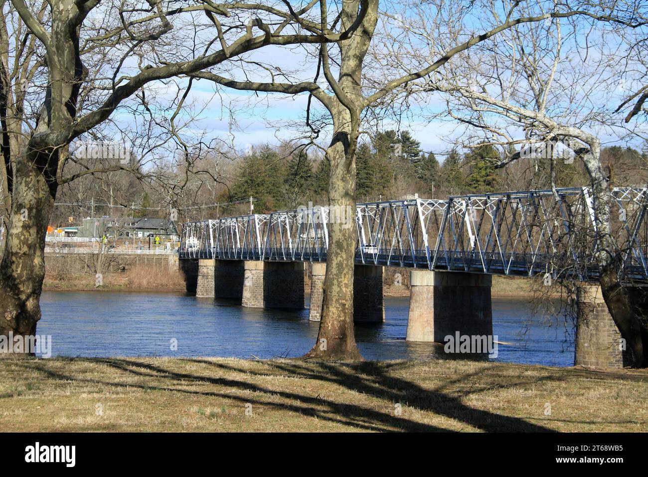 Pennsylvania, USA. The historical Washington Crossing Bridge over ...