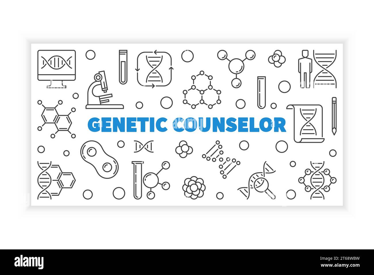 Genetic Counselor concept outline horizontal banner. Vector linear ...